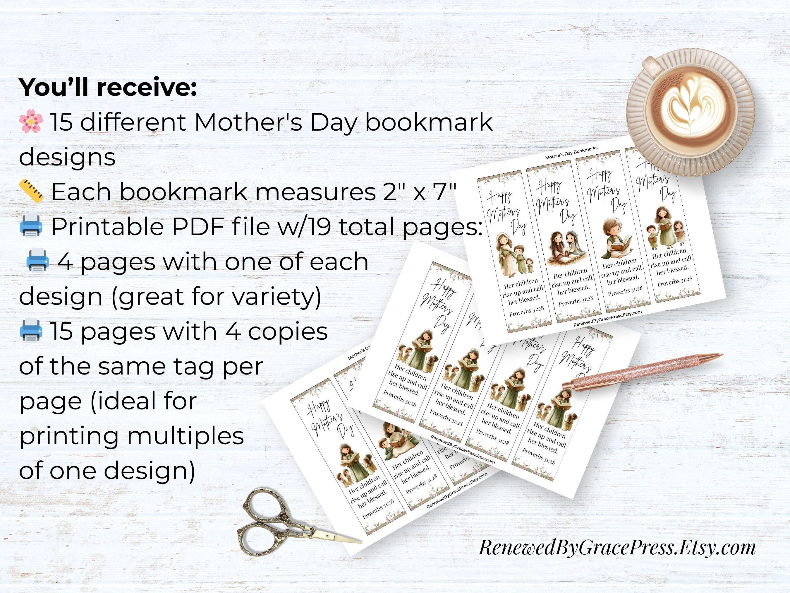 Mothers Day Bible Bookmarks, Printable Bible Verse Bookmarks for Moms ...