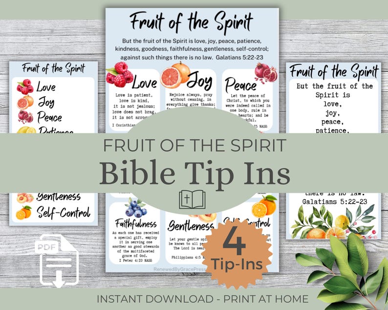 Fruit of the Spirit Bible Tip-ins • Printable Study Inserts for ...