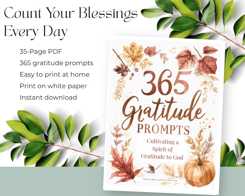 365 Christian Gratitude Prompts With Bible Verses | Printable Daily ...