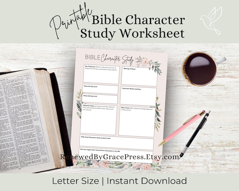 Bible Character Study Worksheet Printable Bible Study Template ...