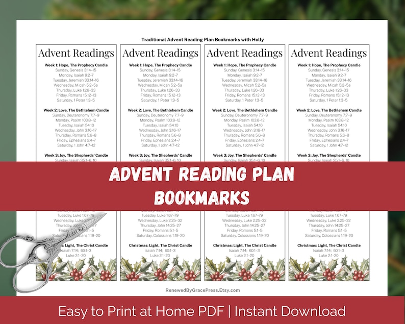 Advent Reading Plan Bookmark | Printable Bible Reading Guide - Etsy