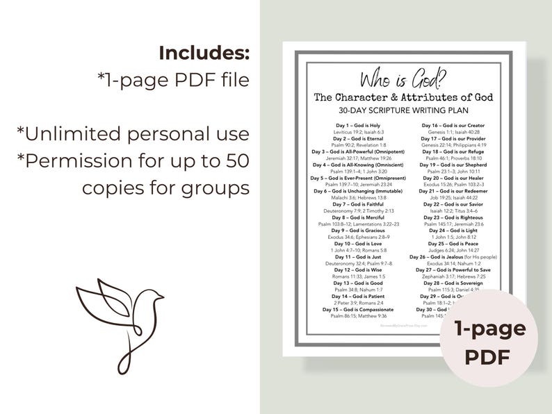 30-day Scripture Writing Plan | Attributes of God Bible Study Printable ...