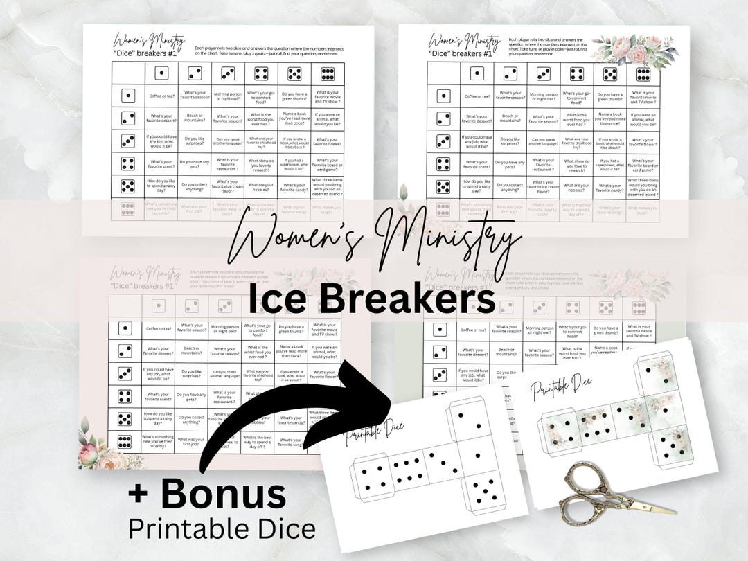Women's Ministry Ice Breaker Game: Printable Dicebreakers for Bible ...