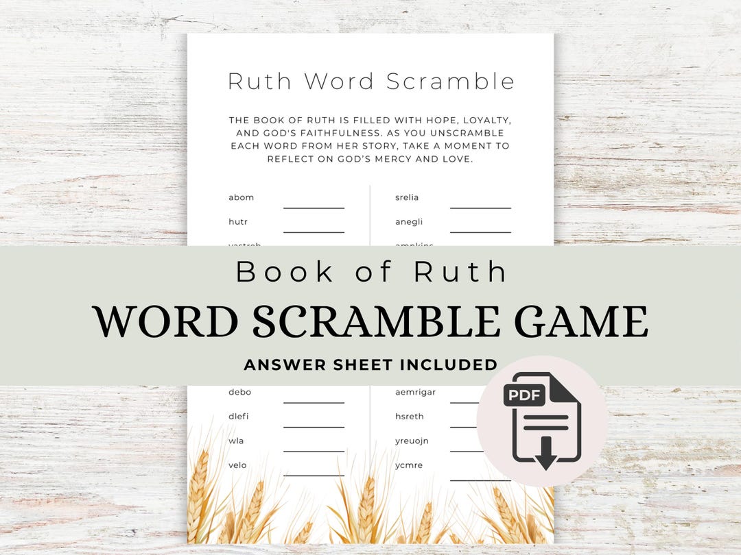 Ruth Bible Word Scramble Printable Ruth Bible Study Activity for Women ...