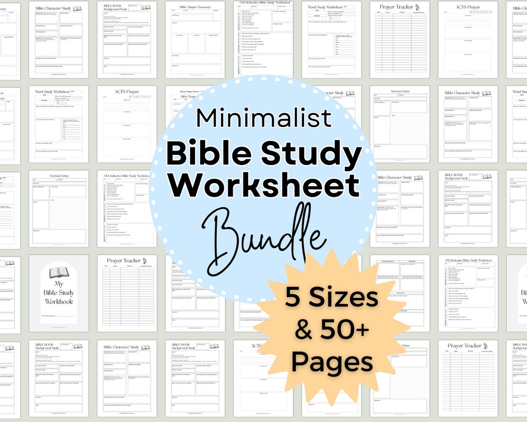 Bible Study Worksheet Bundle Printable, SOAP Bible Study, Inductive ...