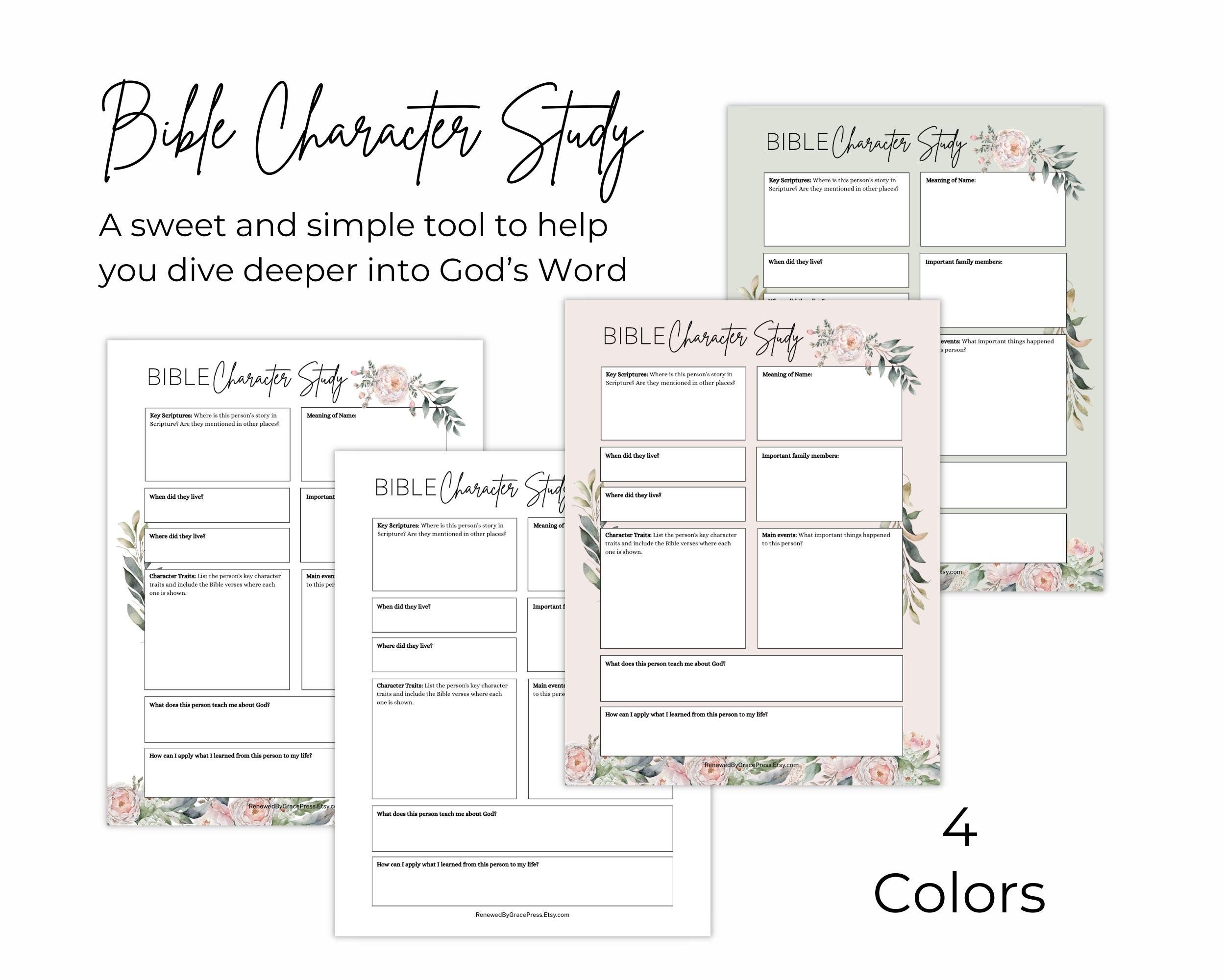 Bible Character Study Worksheet Printable Bible Study Template ...