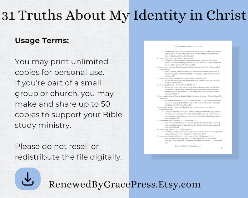 Identity in Christ Bible Reading Plan, Prayer Journal, 31 Truths ...