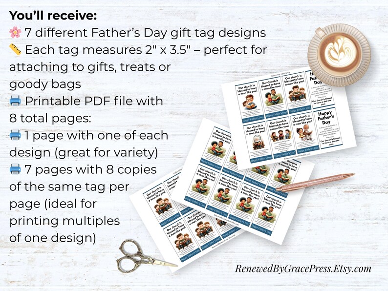Fathers Day Church Tag Printable Gift Tags for Dad, Digital Download ...