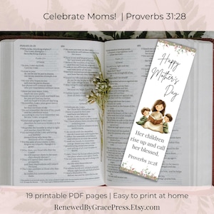 Mothers Day Bible Bookmarks, Printable Bible Verse Bookmarks for Moms ...