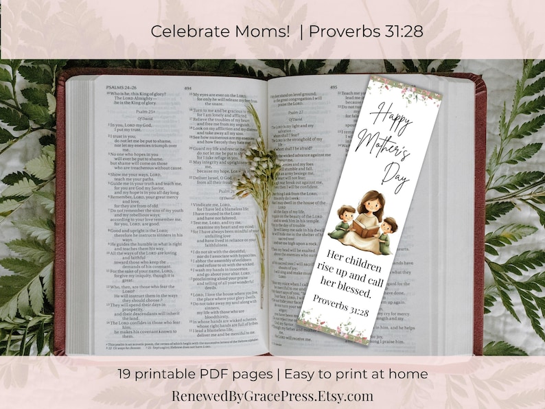 Mothers Day Bible Bookmarks, Printable Bible Verse Bookmarks for Moms ...