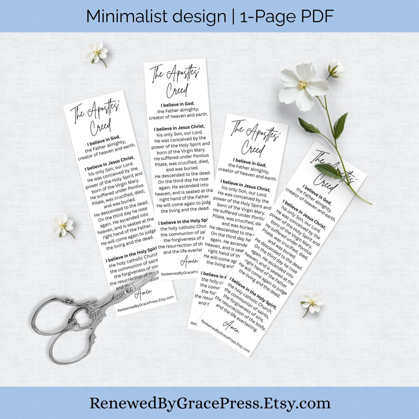 The Apostles’ Creed Bookmark – Printable Christian Bookmarks for Bible ...