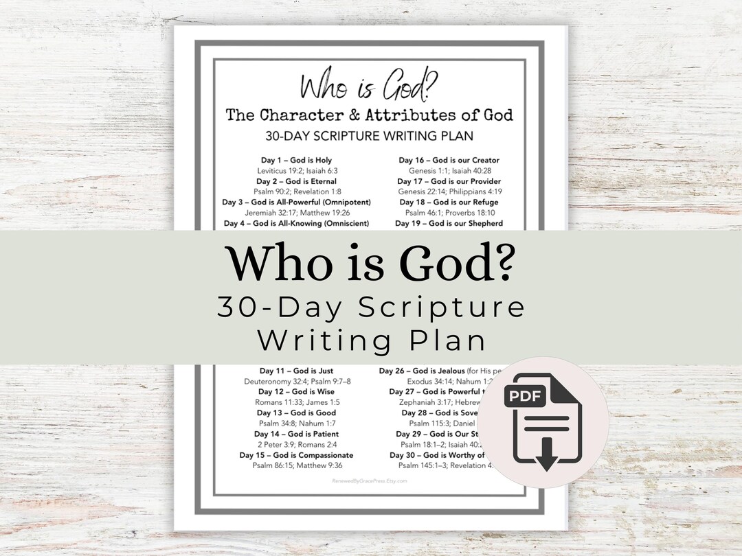 30-day Scripture Writing Plan | Attributes of God Bible Study Printable ...
