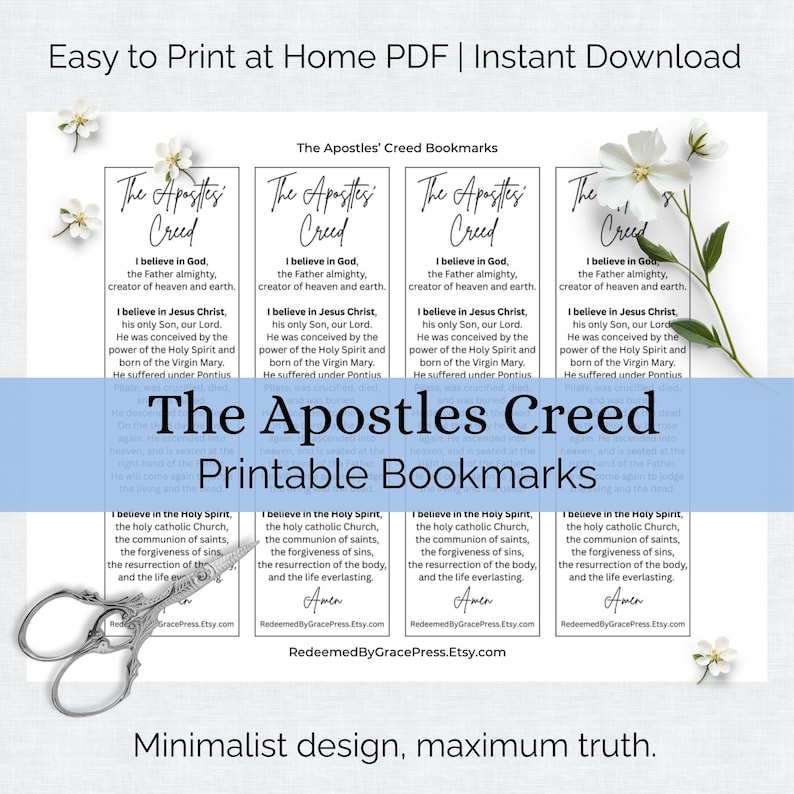 The Apostles’ Creed Bookmark – Printable Christian Bookmarks for Bible ...