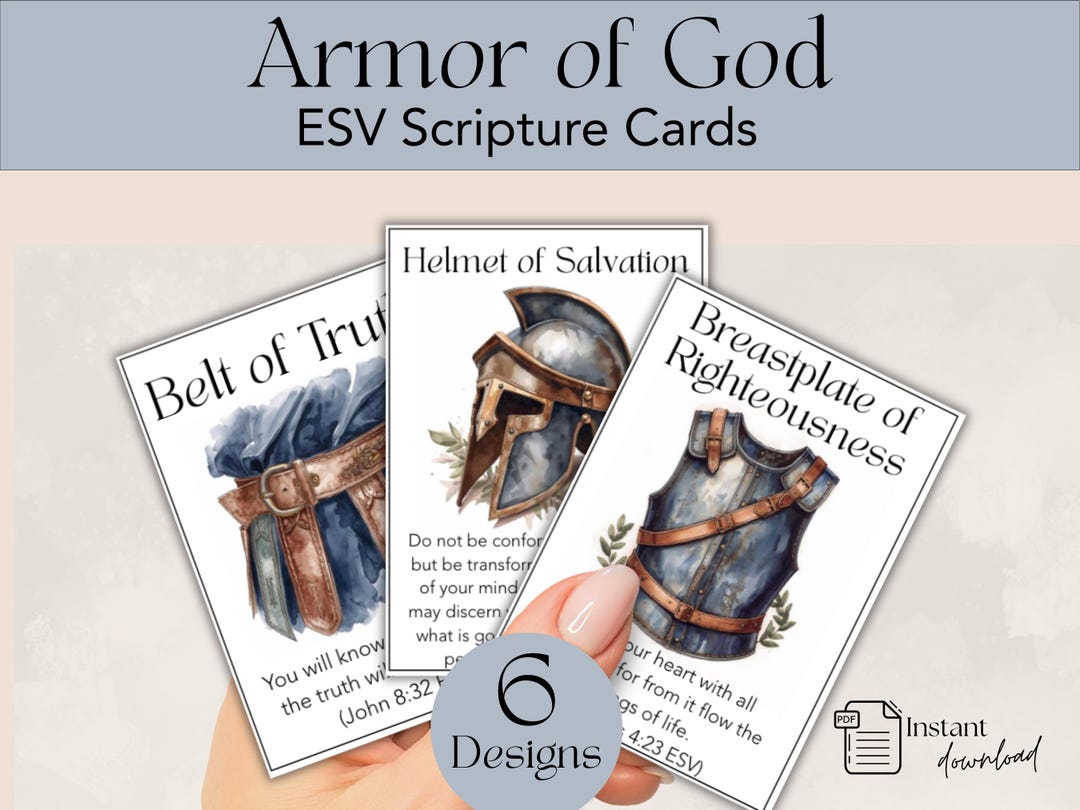 Armor of God Scripture Cards Printable Masculine Bible Verse Cards ...