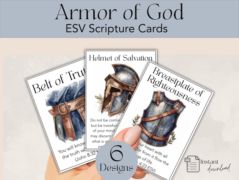 Armor of God Scripture Cards Printable Masculine Bible Verse Cards ...