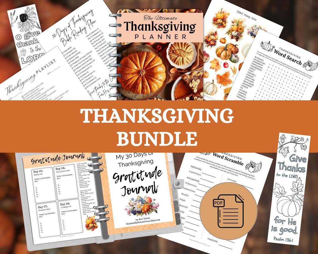 Thanksgiving Printable Bundle | Gratitude Journal, Planner, Bible ...