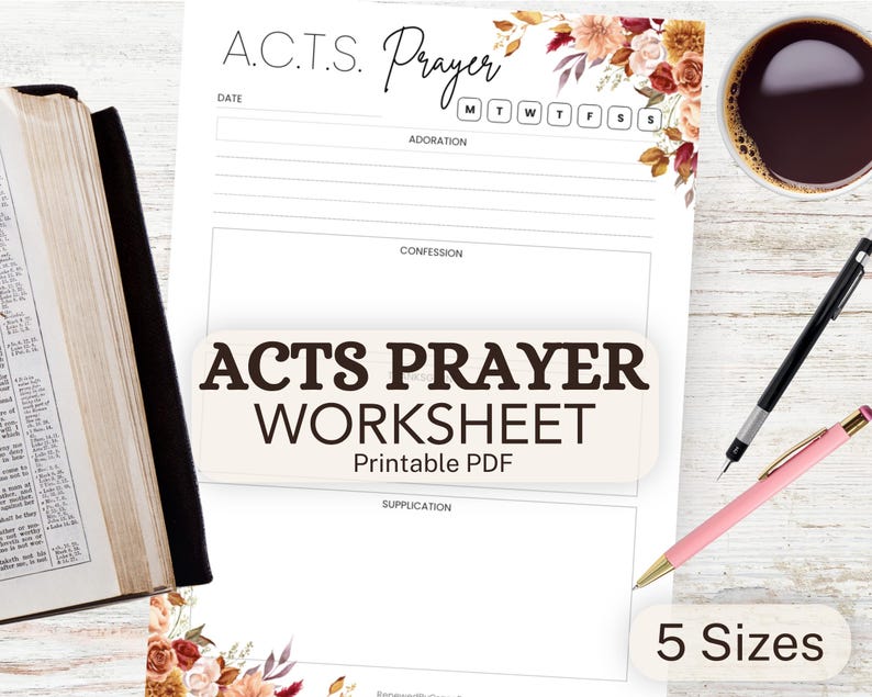 ACTS Prayer Worksheet Printable, Prayer Journal Page, Bible Study ...