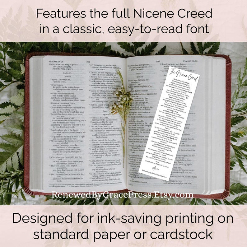 Printable Nicene Creed Bookmark Minimalist Black and White Christian ...