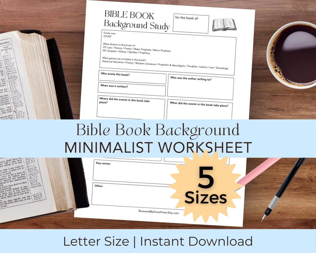 Bible Book Background Study Worksheet Printable | Book of the Bible ...