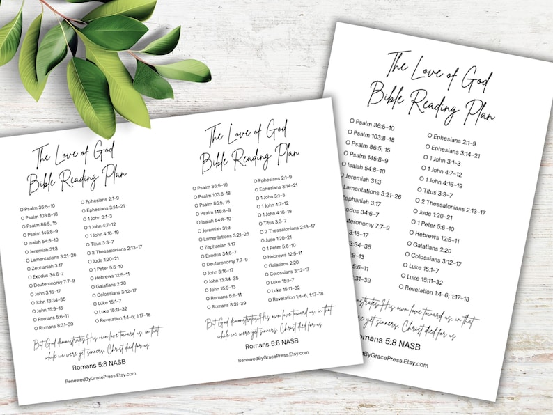 30-day Bible Reading Plan About God’s Love • Printable Christian ...