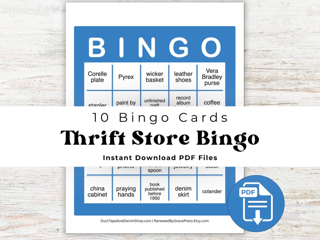 Thrift Store Bingo Printable Game | Digital Download Fun Group Game or ...