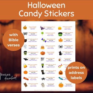 Christian Halloween Stickers for Candy With Bible Verses, Printable ...
