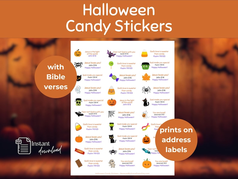 Halloween Stickers With Bible Verses, Halloween Candy Stickers That Fit ...