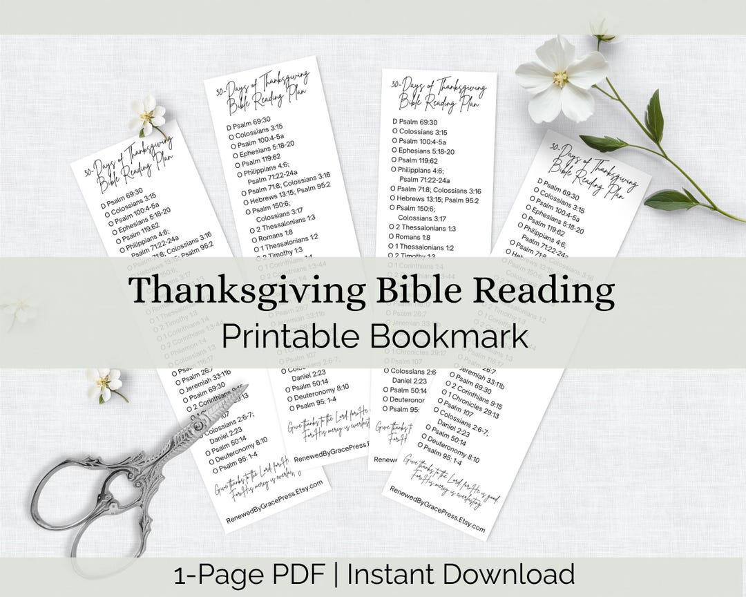 Thanksgiving Bible Reading Plan Bookmark – 30 Day Scripture Plan ...