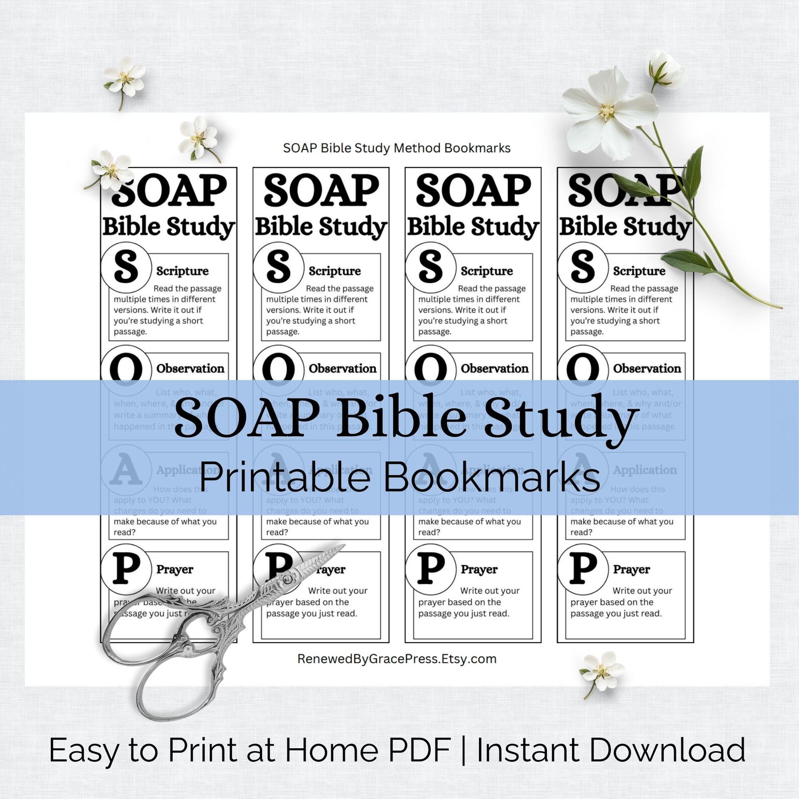 SOAP Bible Study Bookmarks, SOAP Bible Study Method Bookmarks Printable ...