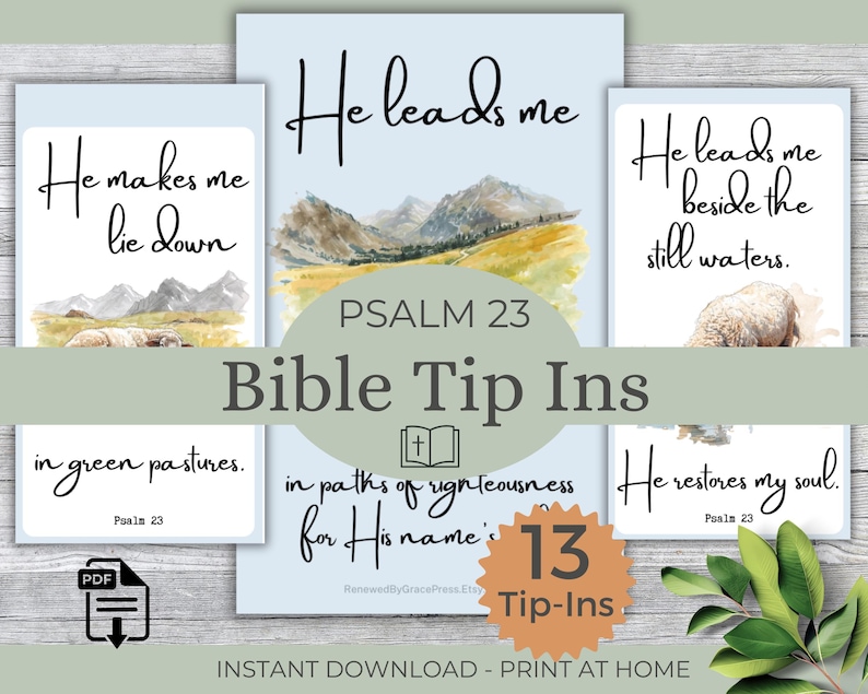 Psalm 23 Bible Tip Ins Printable | Bible Journaling Inserts | Loaded ...