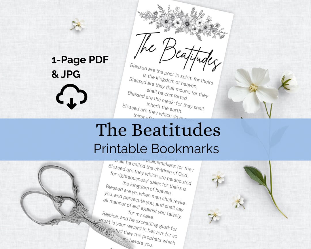 The Beatitudes Bookmark Printable KJV Bible Scripture Sermon on the ...