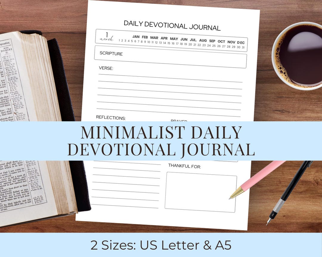 Minimalist Daily Devotional Journal Printable | Low Ink Bible Study ...