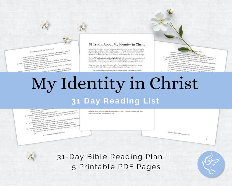 Identity in Christ Bible Reading Plan, Prayer Journal, 31 Truths ...