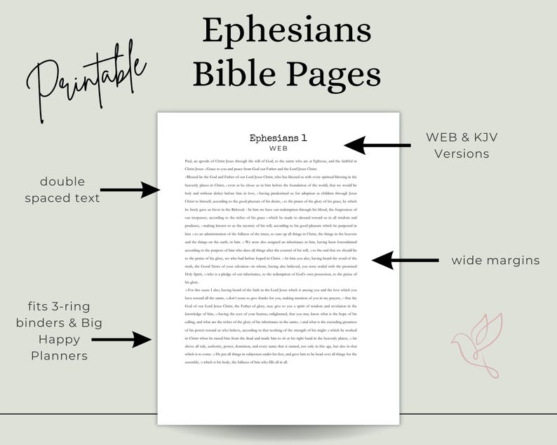 Printable Ephesians Journaling Bible Notebook | Wide-margin Double ...