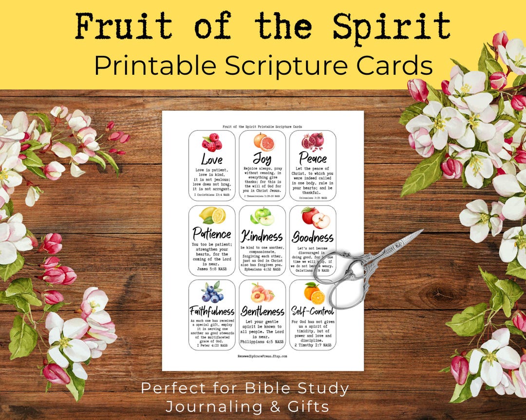 Fruit of the Spirit Printable Scripture Cards Bible Verse Cards for ...