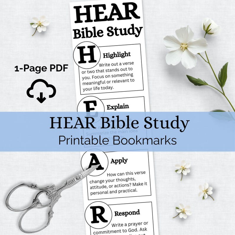 HEAR Bible Study Printable Bookmark Christian Devotional Template Guide ...