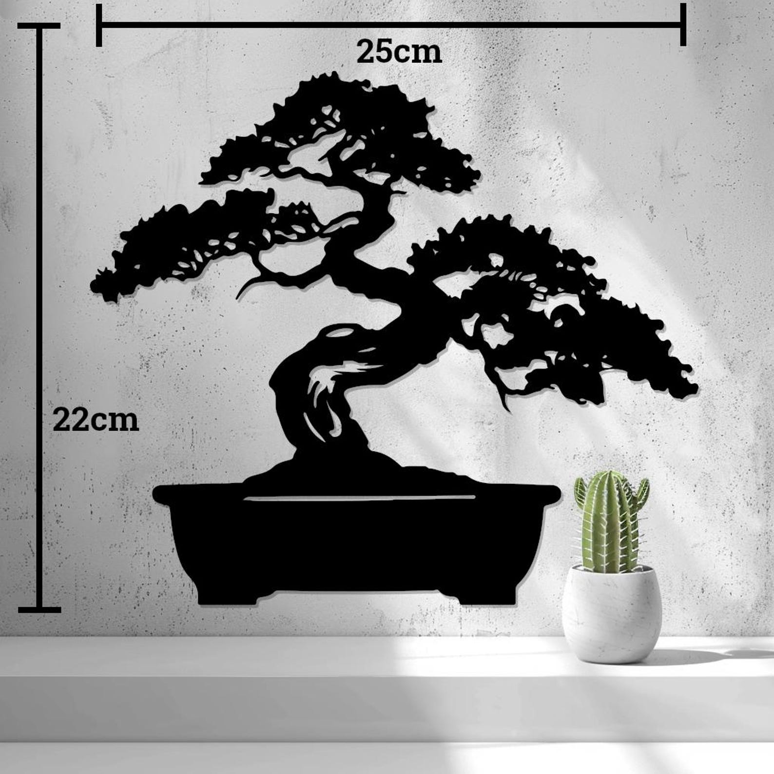 2D Bonsai Tree Wall Art | 3D Printed Decorative Piece | Minimalist Zen ...