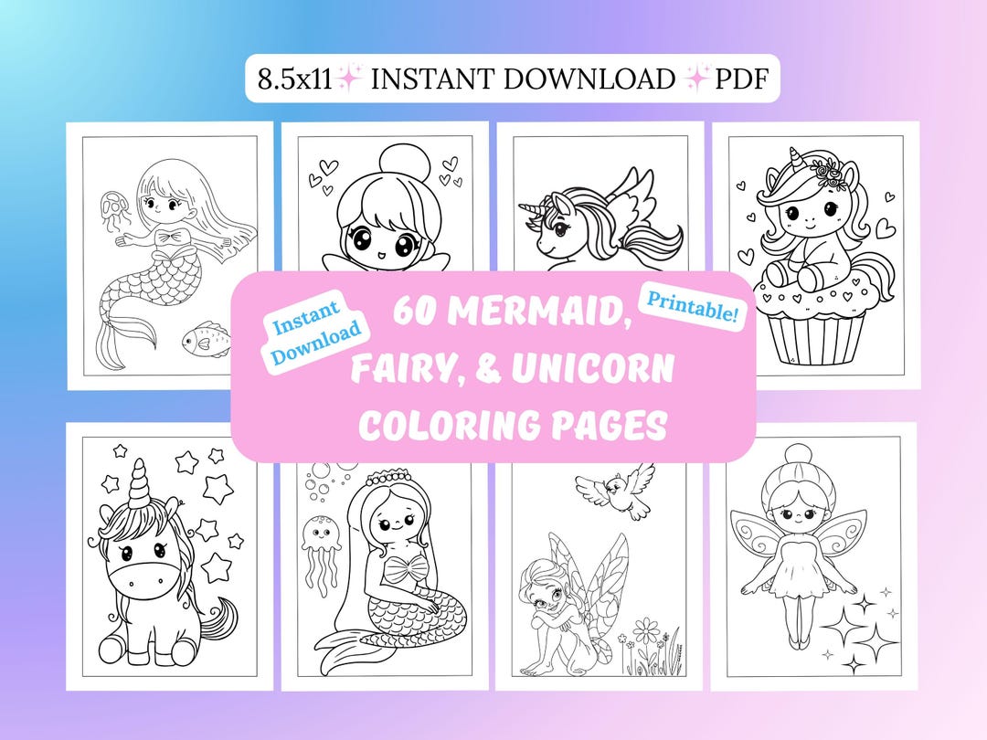 Printable Fairy Mermaid Unicorn Coloring Pages | Fairy Mermaid Unicorn ...