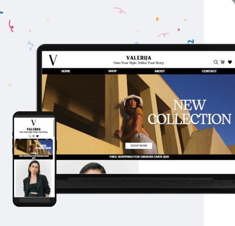 Clothing Website Template Kit for Canva,website Template, Fashion ...