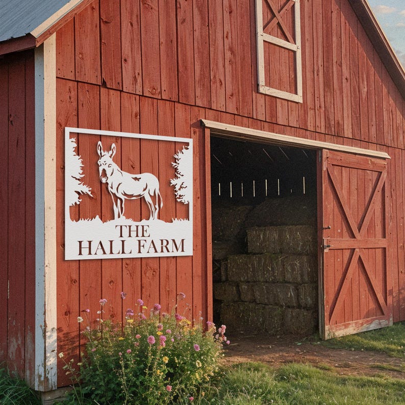 Custom Donkey Metal Farm Sign: Personalized Ranch Decor - Etsy