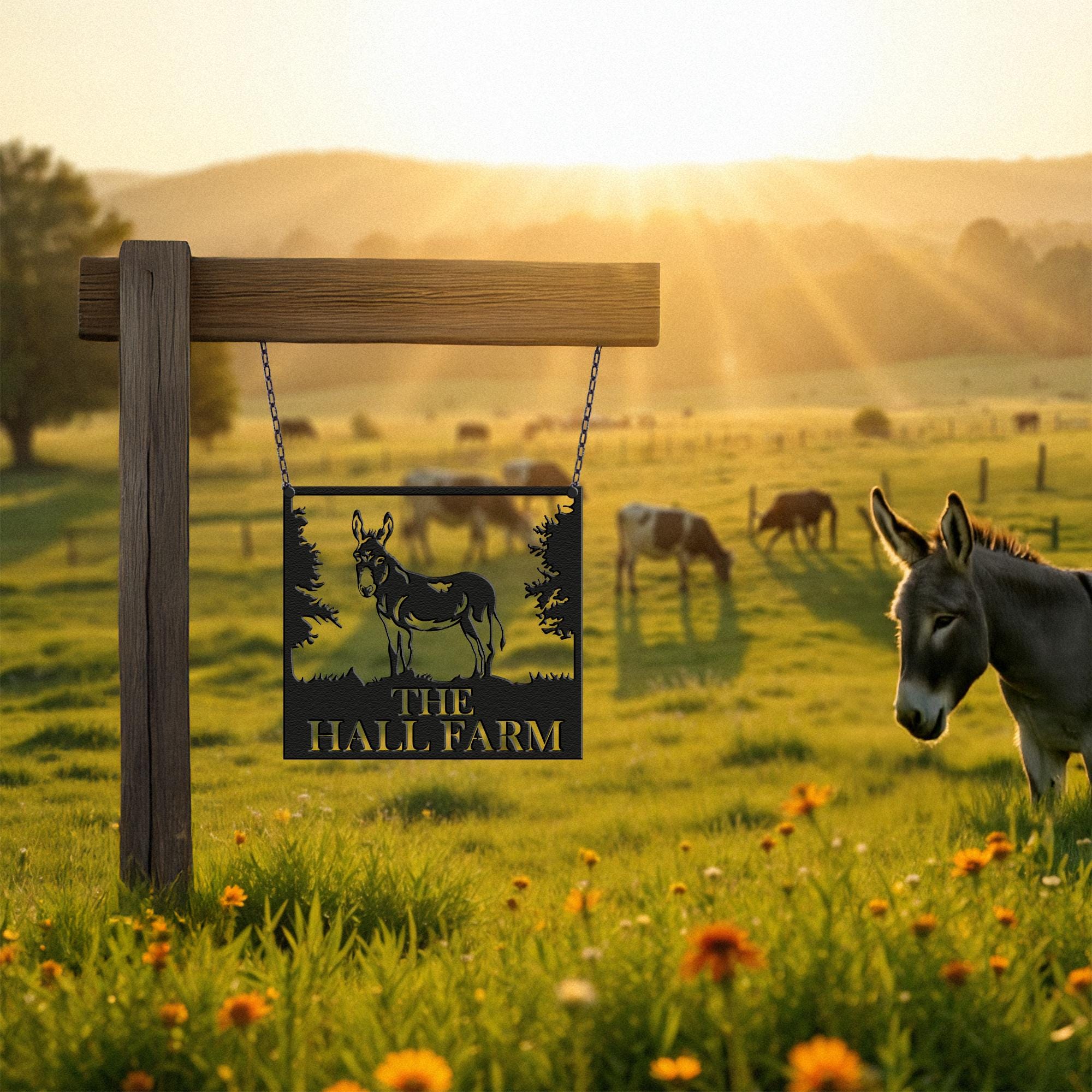 Custom Donkey Metal Farm Sign: Personalized Ranch Decor - Etsy