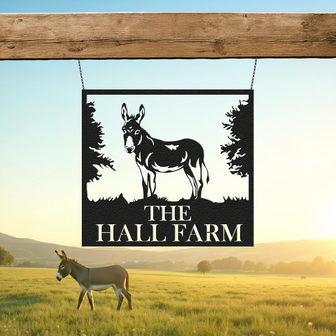 Custom Donkey Metal Farm Sign: Personalized Ranch Decor - Etsy