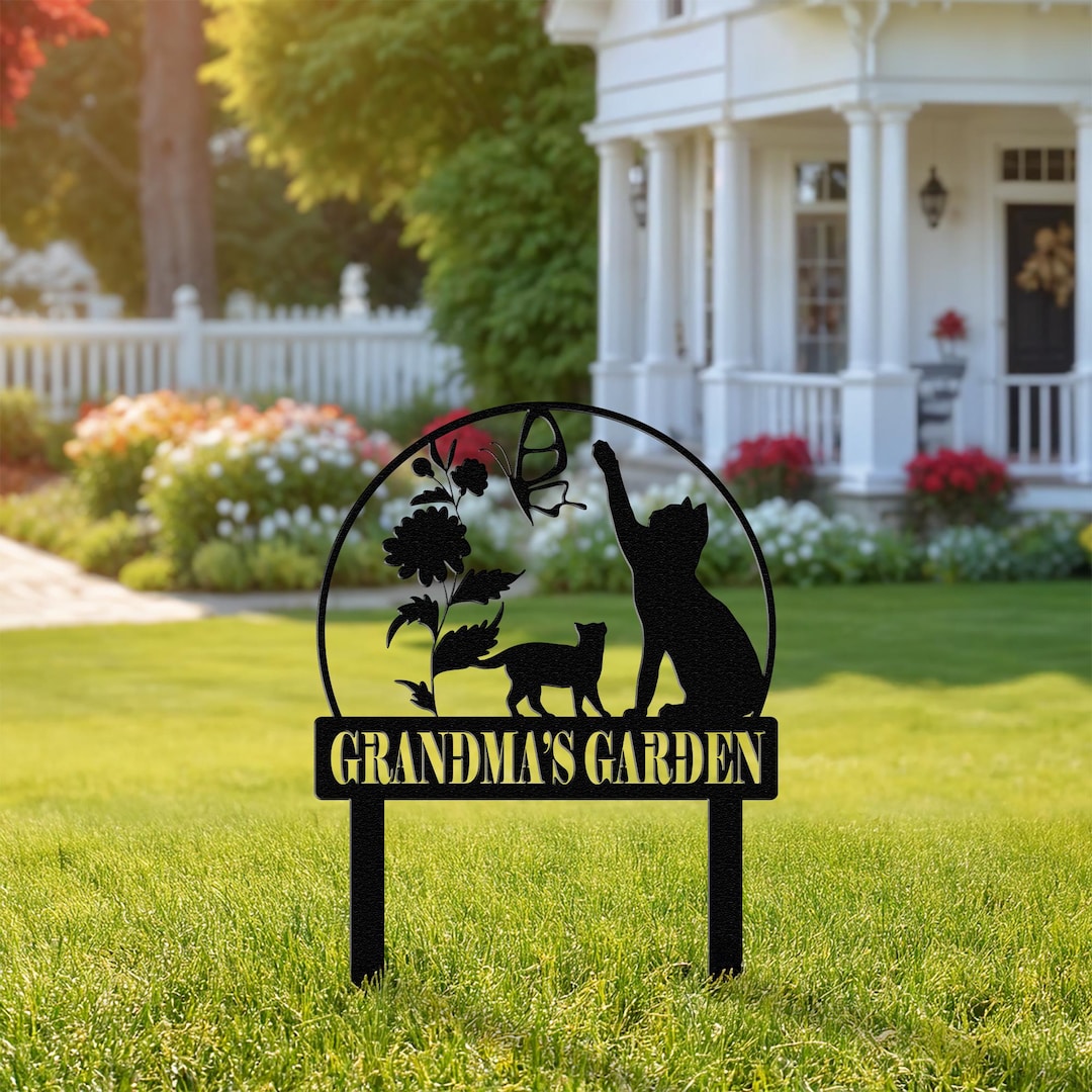 Personalized Cat Garden Metal Sign: Custom Outdoor Decor Gift, Yard Decor - Etsy