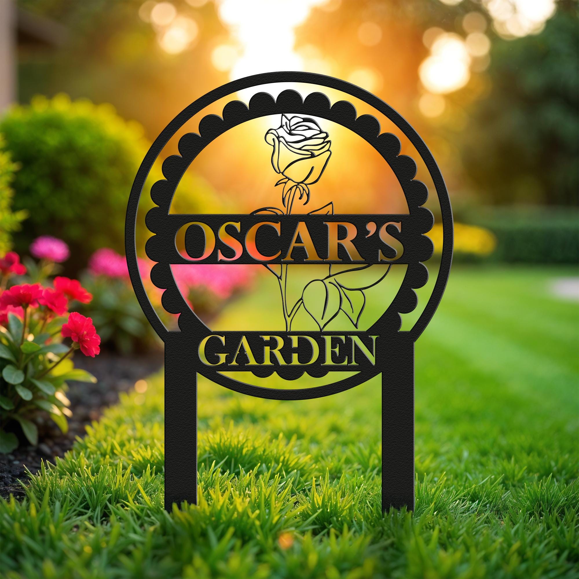 Personalized Metal Rose Garden Sign, Custom Outdoor Decor - Etsy