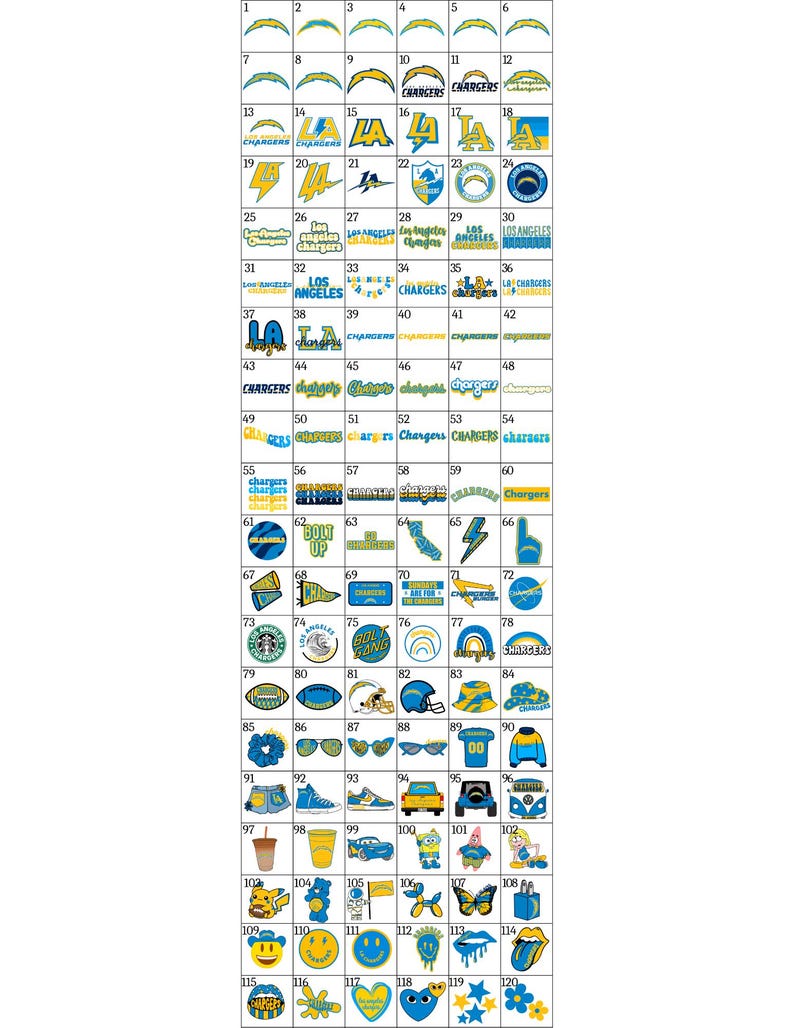 Chargers Sticker Pack (choose Your Own!) NEW DESIGNS!! - Etsy