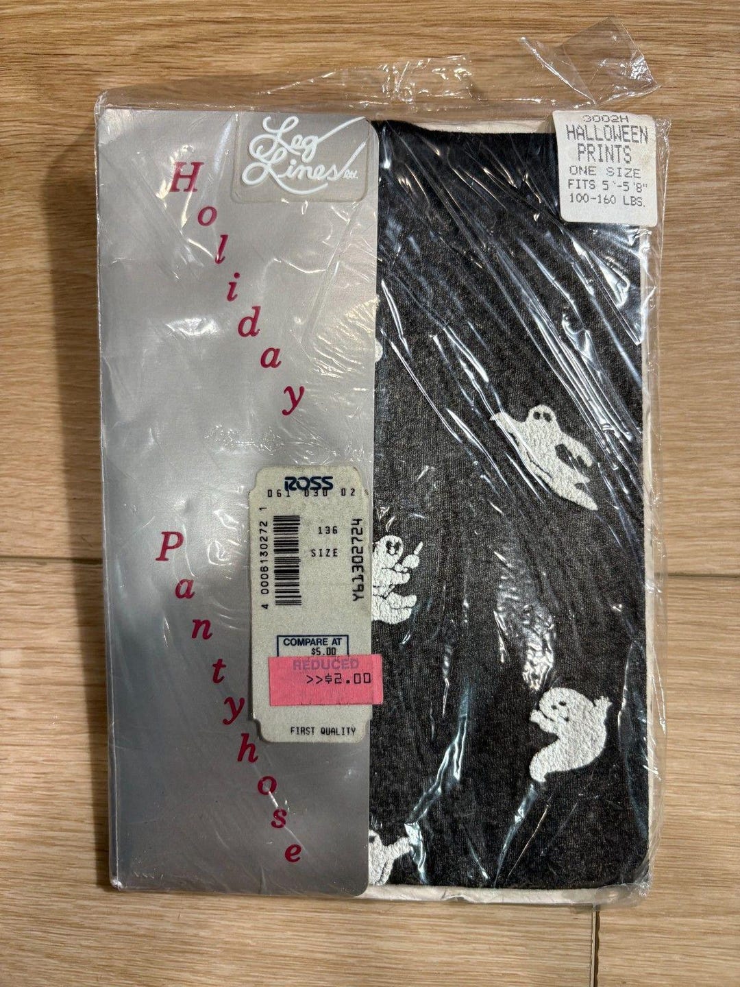 Vintage Halloween Spooky Ghost Pattern Tights Pantyhose Leg Lines 100% ...