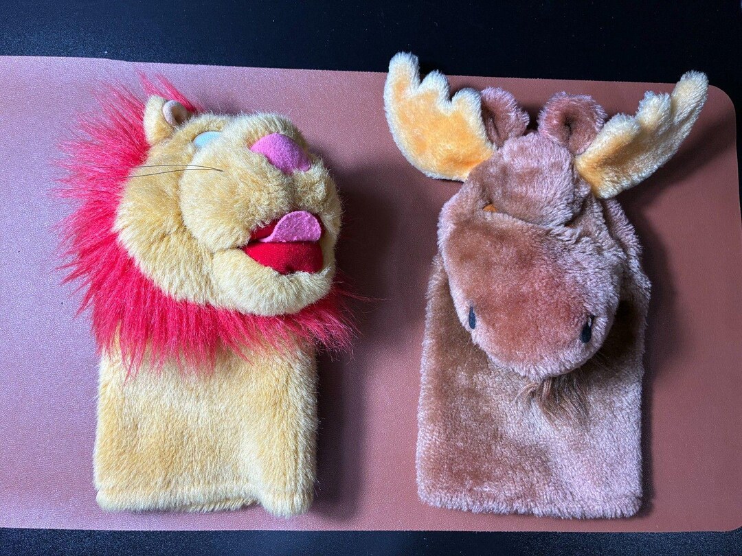 Vintage the Puppet Company Lion & Moose Hand Puppets Plush Lot - Etsy