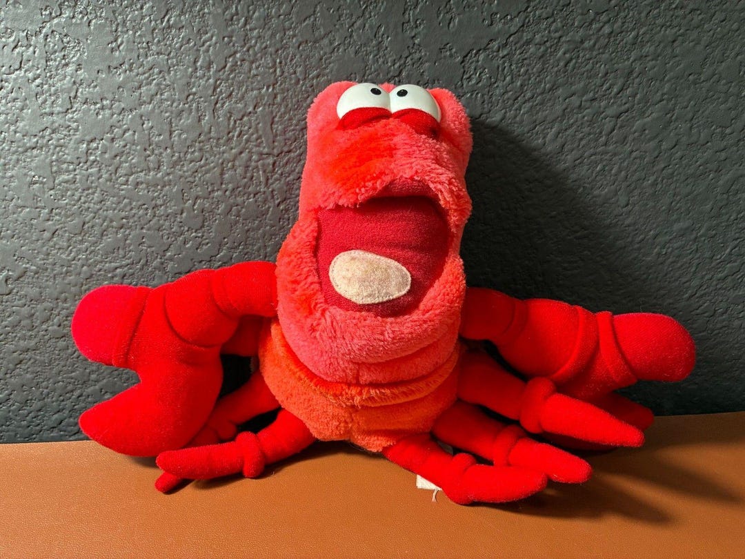 Vintage Disney's the Little Mermaid Sebastian Crab Plush Stuffed Toy ...