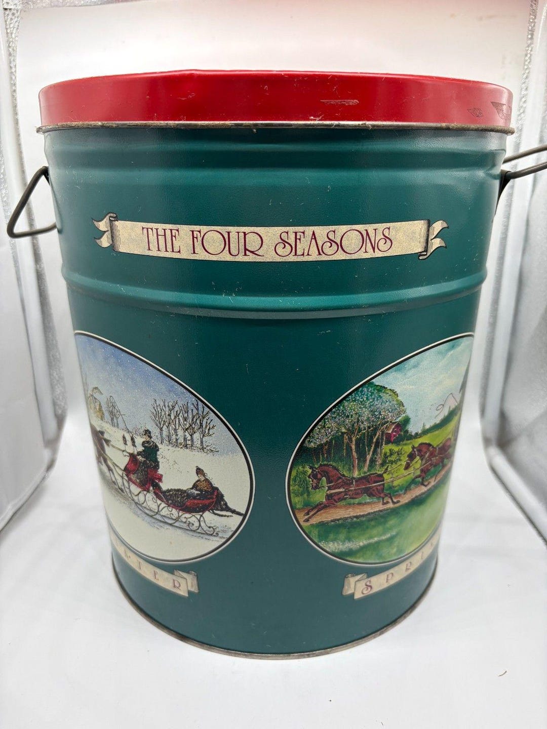 Vintage 1993 Christmas Tin Four Seasons Made Baltimore MD Skylight ...