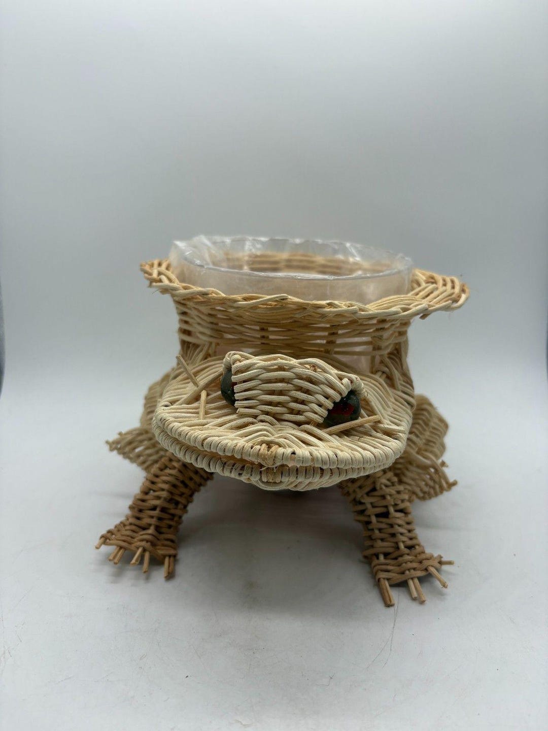 Vintage Wicker Frog Planter Basket With Marble Eyes 5 Inch - Etsy